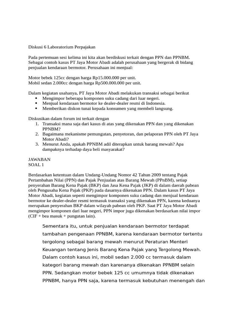 Diskusi 6 - Lab Perpajakan | PDF