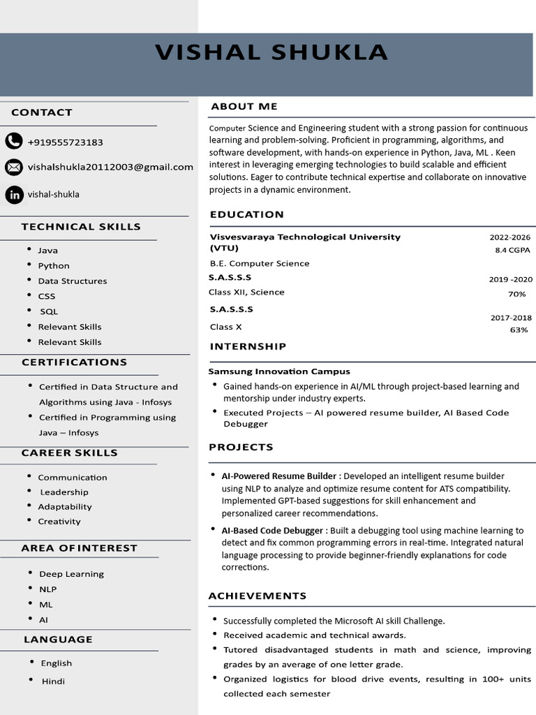 Vishal Shukla Resume | PDF