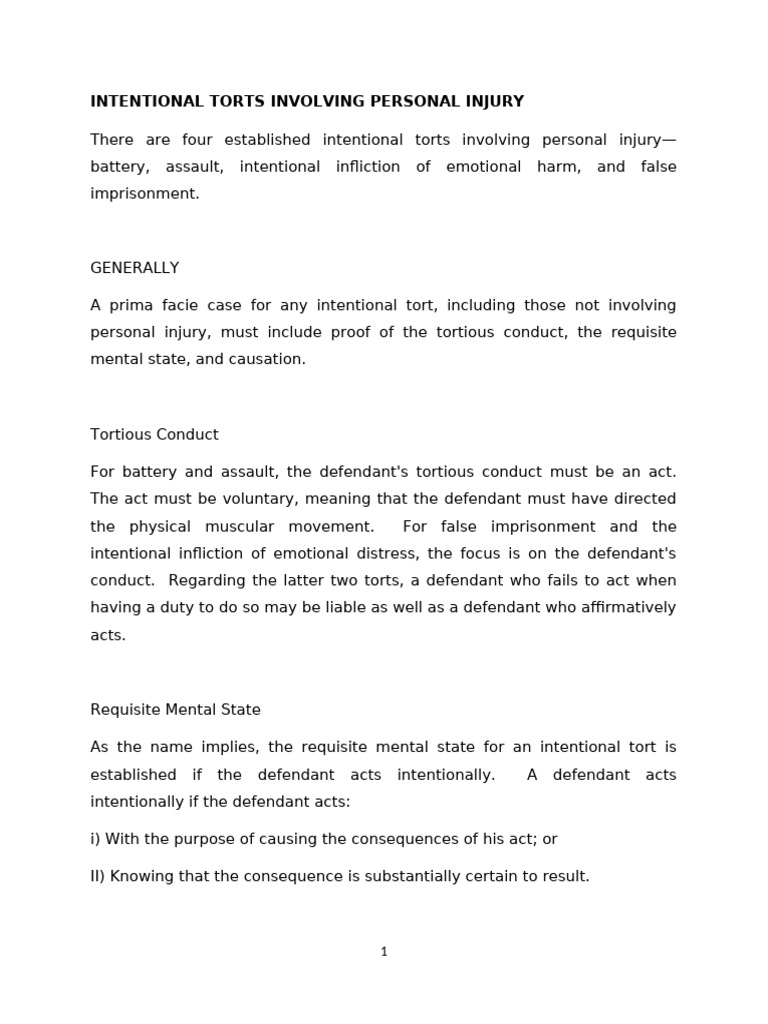 Understanding Intentional Torts: Assault & Battery | PDF | Defamation ...
