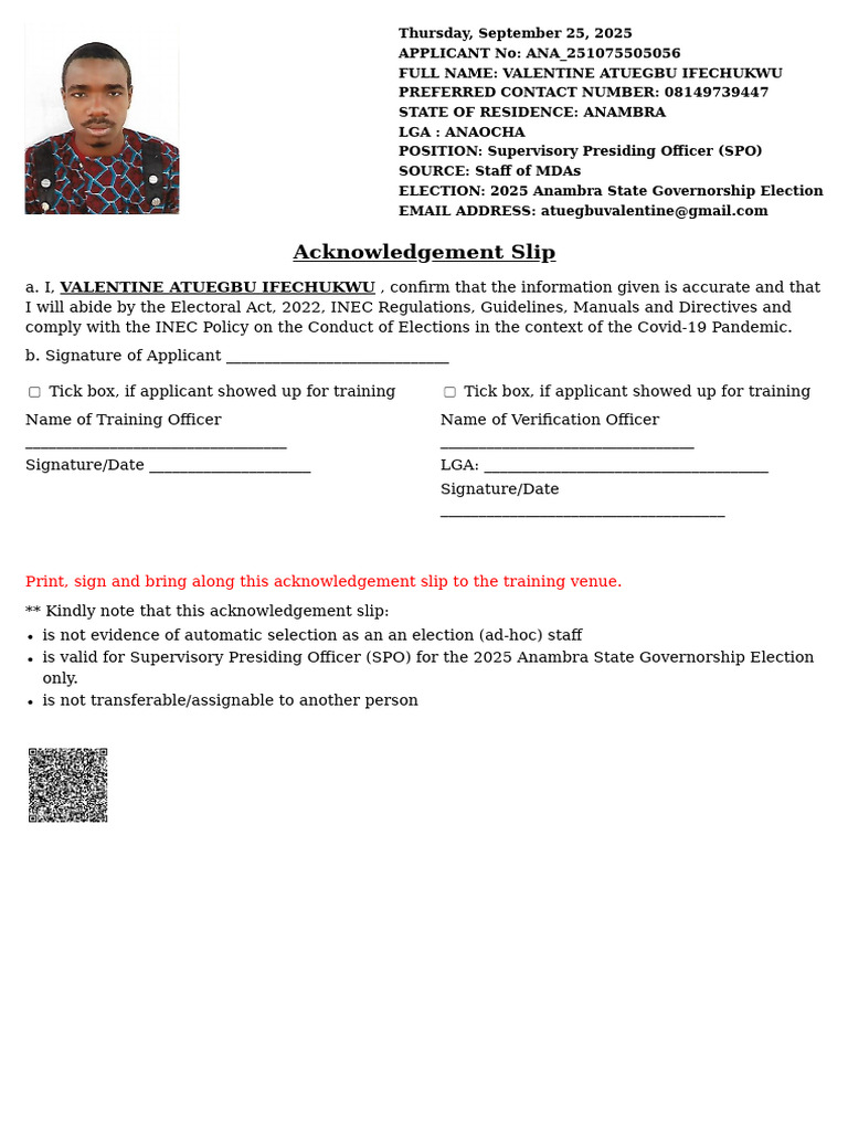 Acknowledgement Slip | PDF