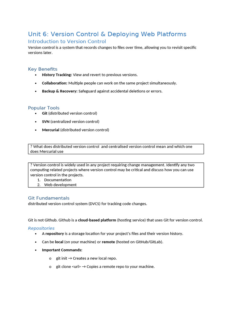 Version Control and Web Deployment Guide | PDF | Version Control ...