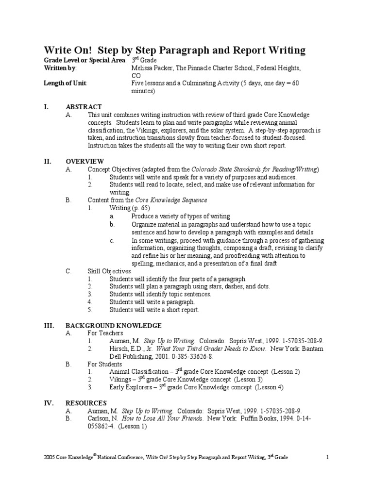 Write On Step by Step Paragraph and Report Writing | PDF | Paragraph ...