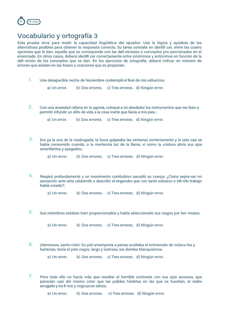 Test 5 Vocabulario y Ortografia 3 | PDF