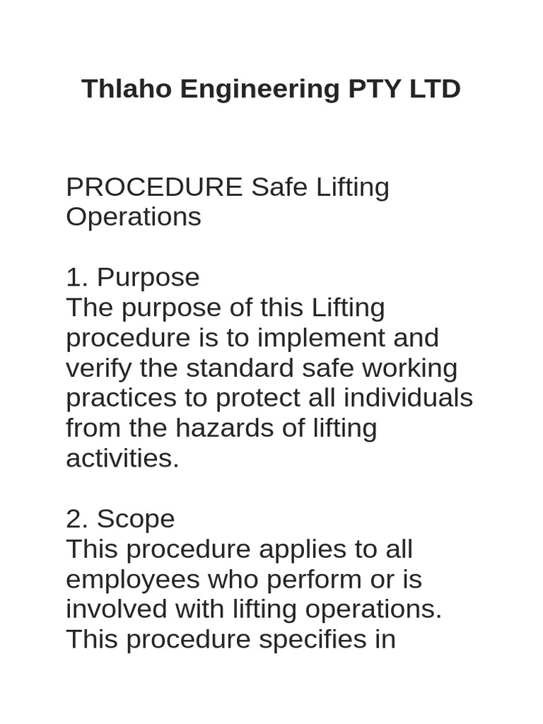 Safe Lifting Procedures Guide | PDF | Crane (Machine)