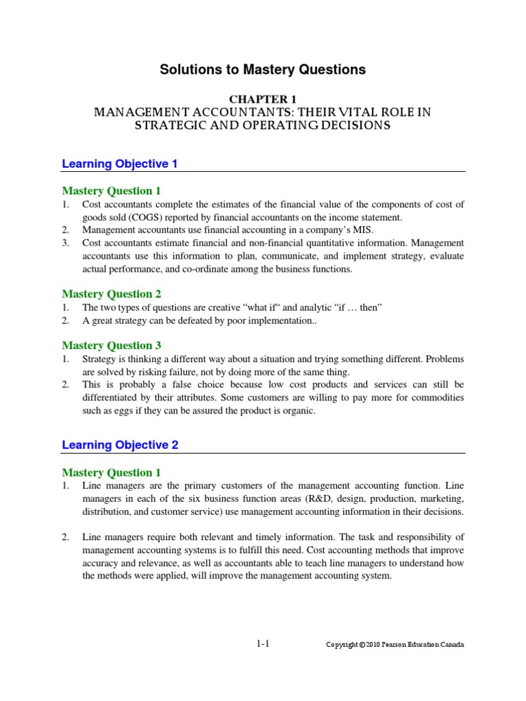 Ch01 MQ Solutions | PDF | Management Accounting | Subscription Business ...