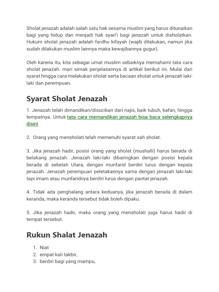 Panduan Lengkap Sholat Jenazah | PDF
