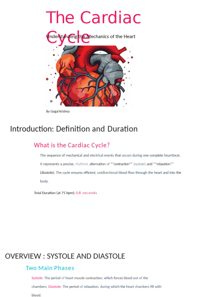 The Cardiac Cycle Professional Presentation | PDF | Diastole | Heart Valve