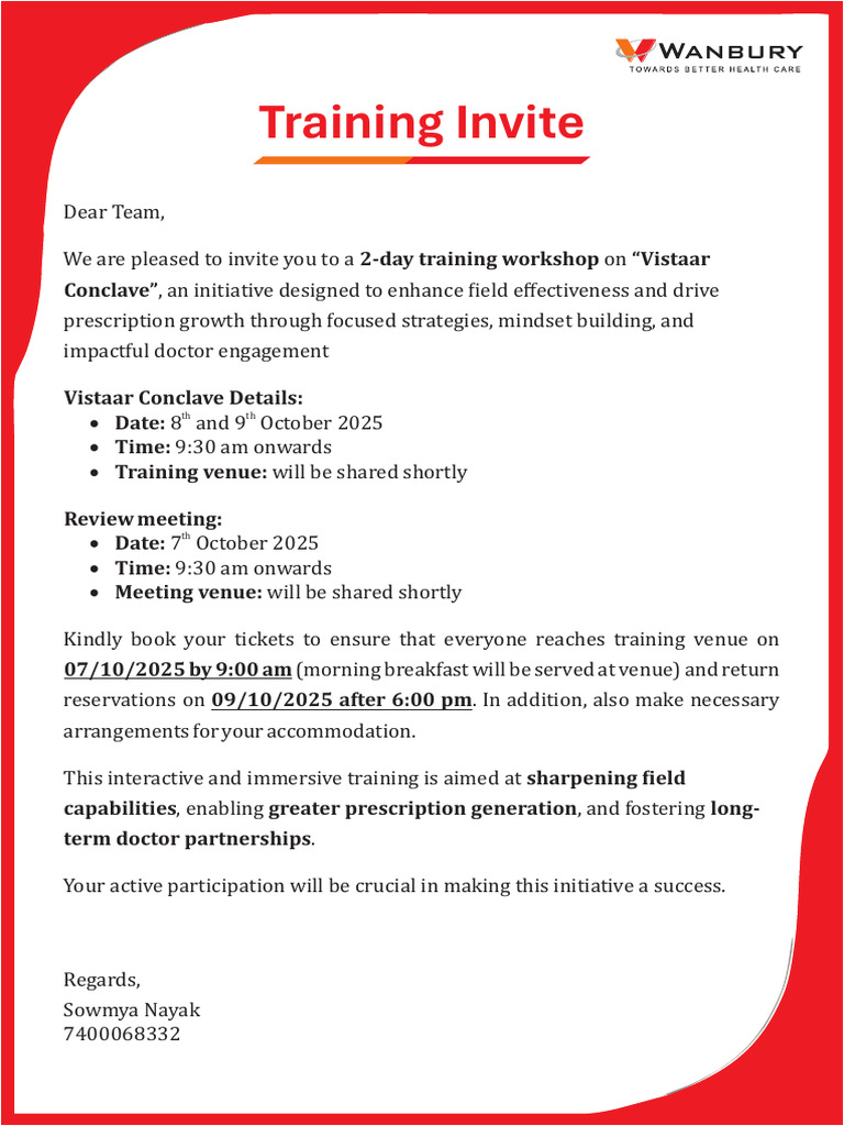 Training Invitation Card On 300925 | PDF