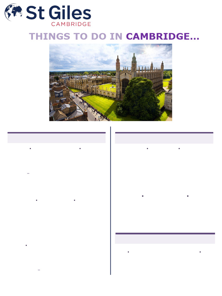 Things To Do in Cambridge | PDF