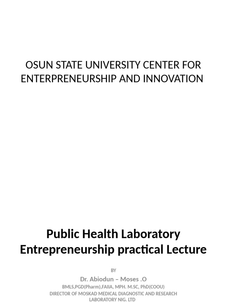Public Health Laboratory Entrepreneurship Guide | PDF | Public Health ...
