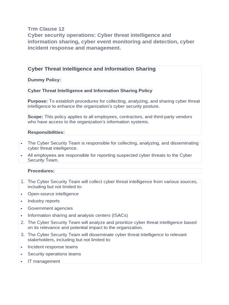 Cyber Security Operations Policies | PDF | Security | Computer Security