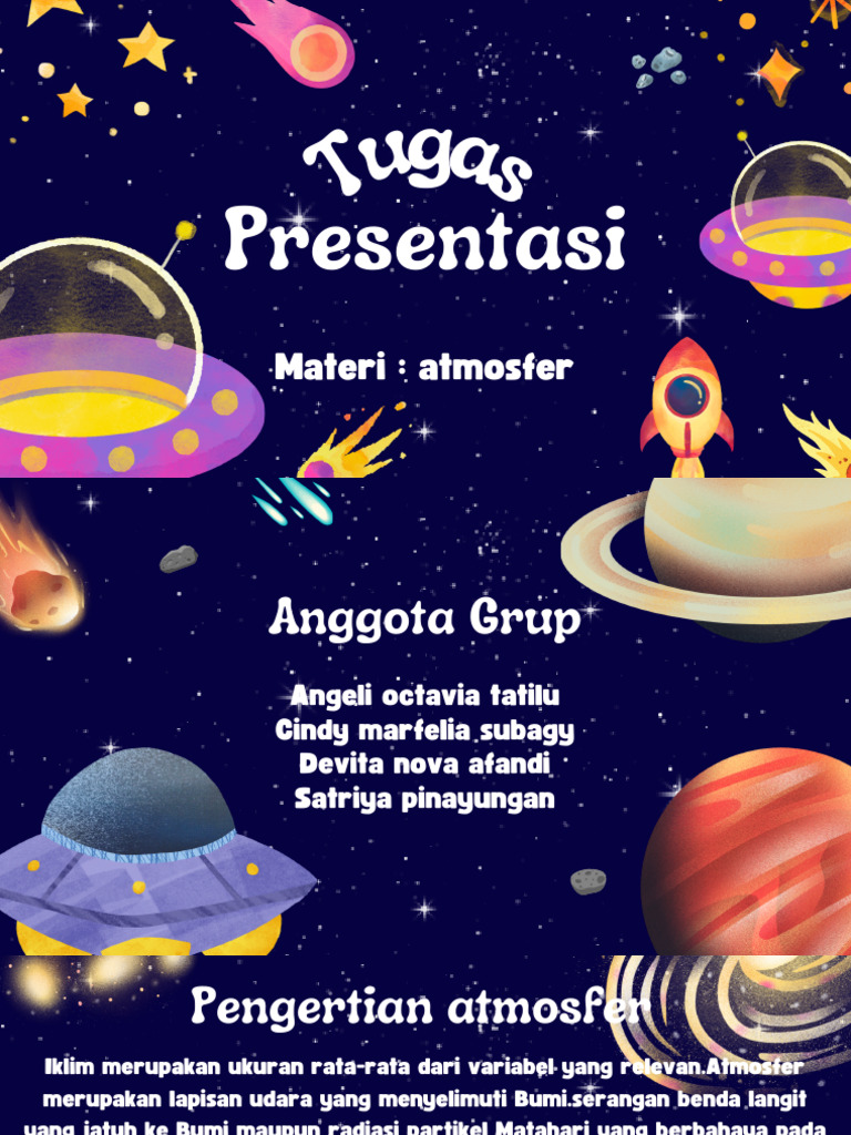 Biru Tua Dan Warna Warni Illustrasi Lucu Luar Angkasa Tugas Kelompok ...