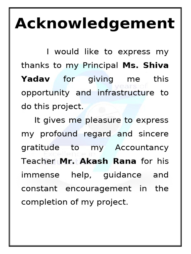 Project Acknowledgements by Aarush Rohilla | PDF