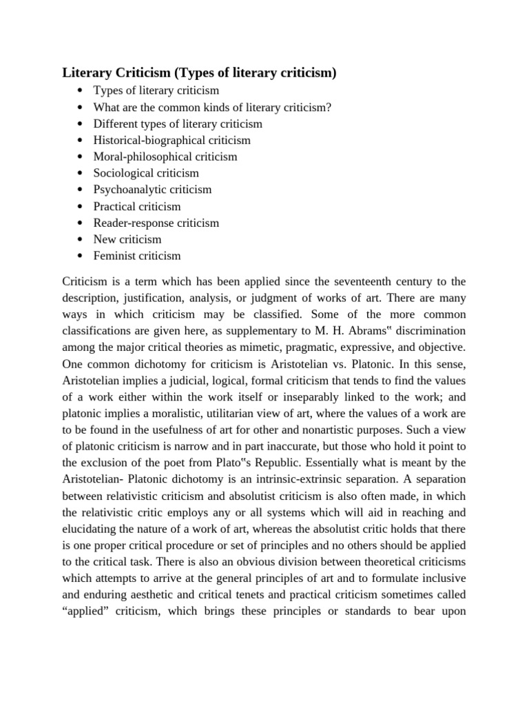 Literary Criticism 5 | PDF | Liberal Arts Education