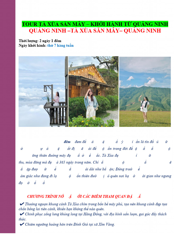 GR - Tour Săn Mây Tà Xùa | PDF
