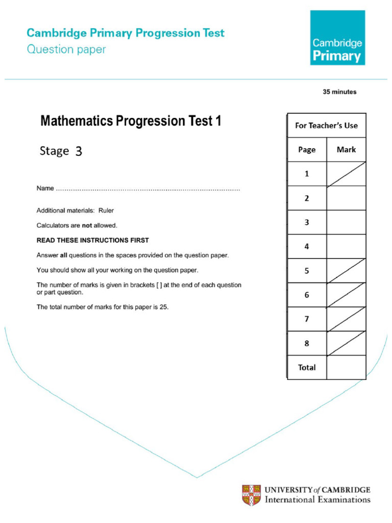 MATH 3-Progression Test 1-Numbers | PDF