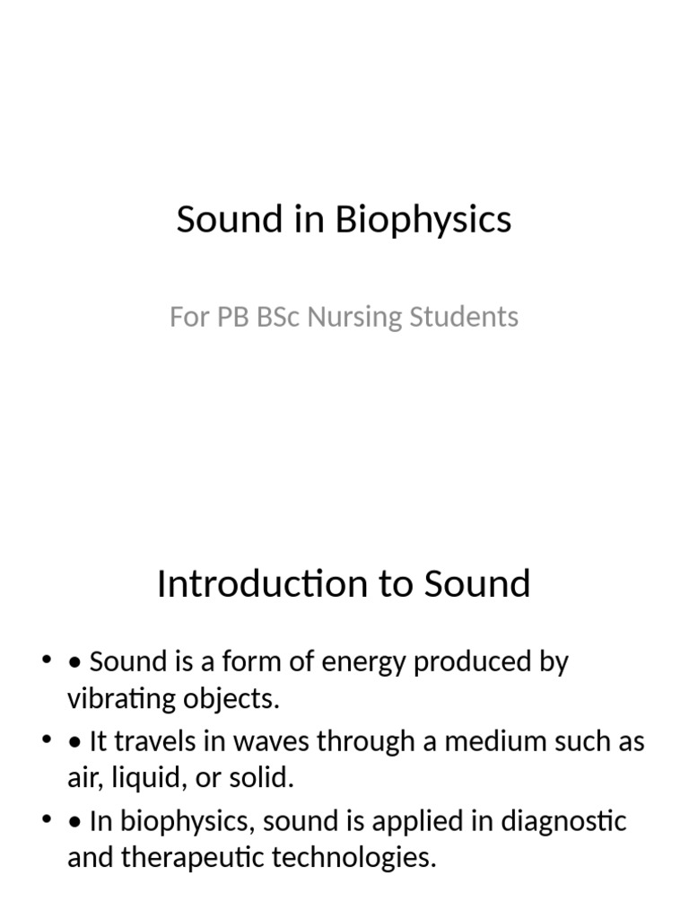 Sound in Biophysics PB BSC Nursing | PDF