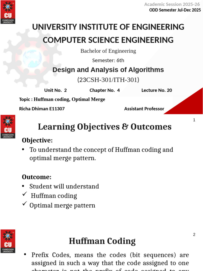4.6 Huffman Coding, Optimal Merge Pattern | PDF | Algorithms And Data ...