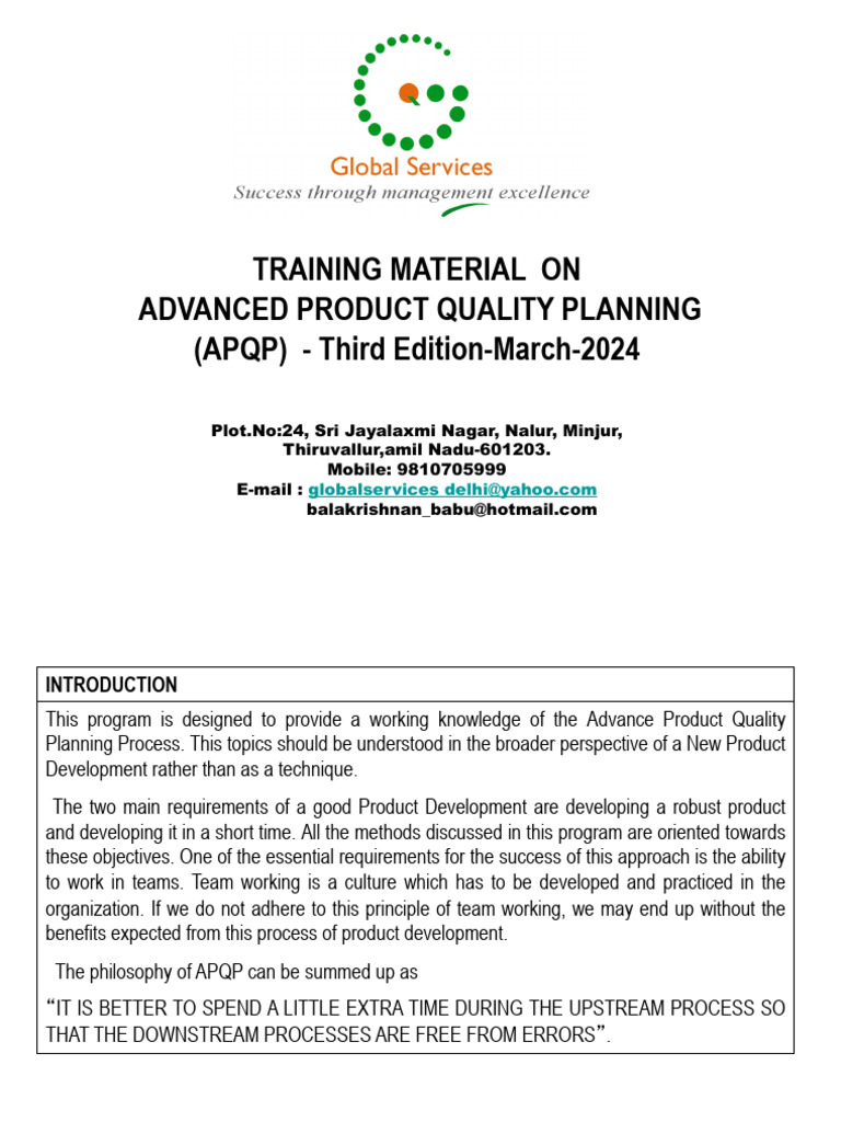 1.APQP 3rd Edition | PDF | Reliability Engineering | Specification ...