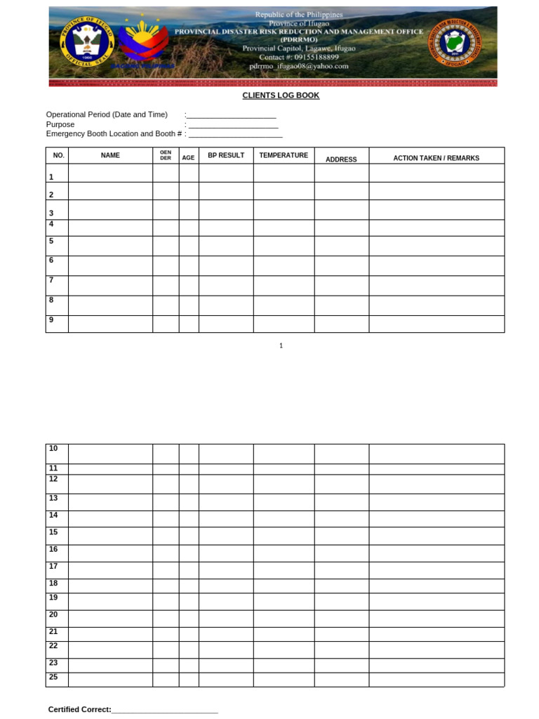 Client Health Log Book Template | PDF