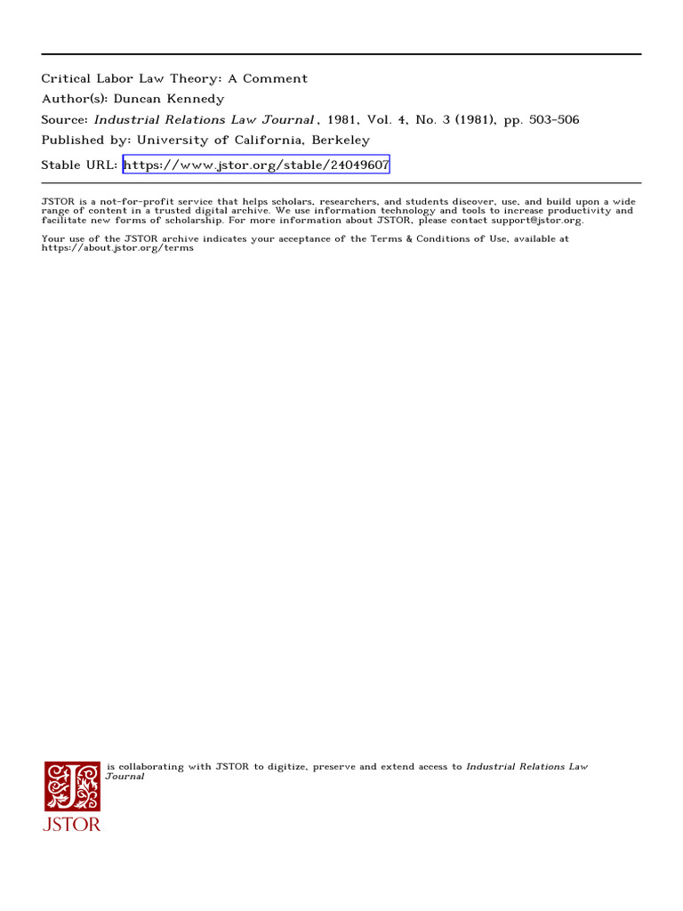 Critical Labor Law Theory Explained | PDF | Karl Marx