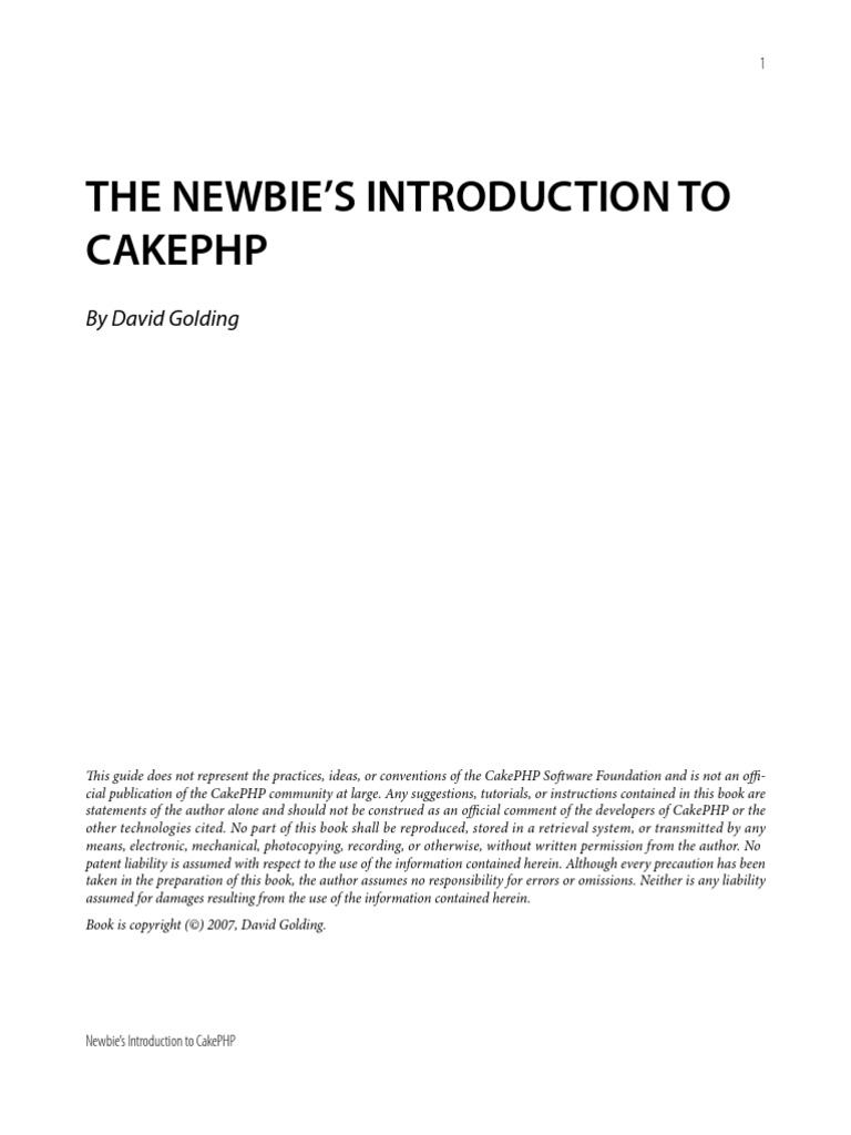 Newbie Cakephp | PDF | Databases | Web Server