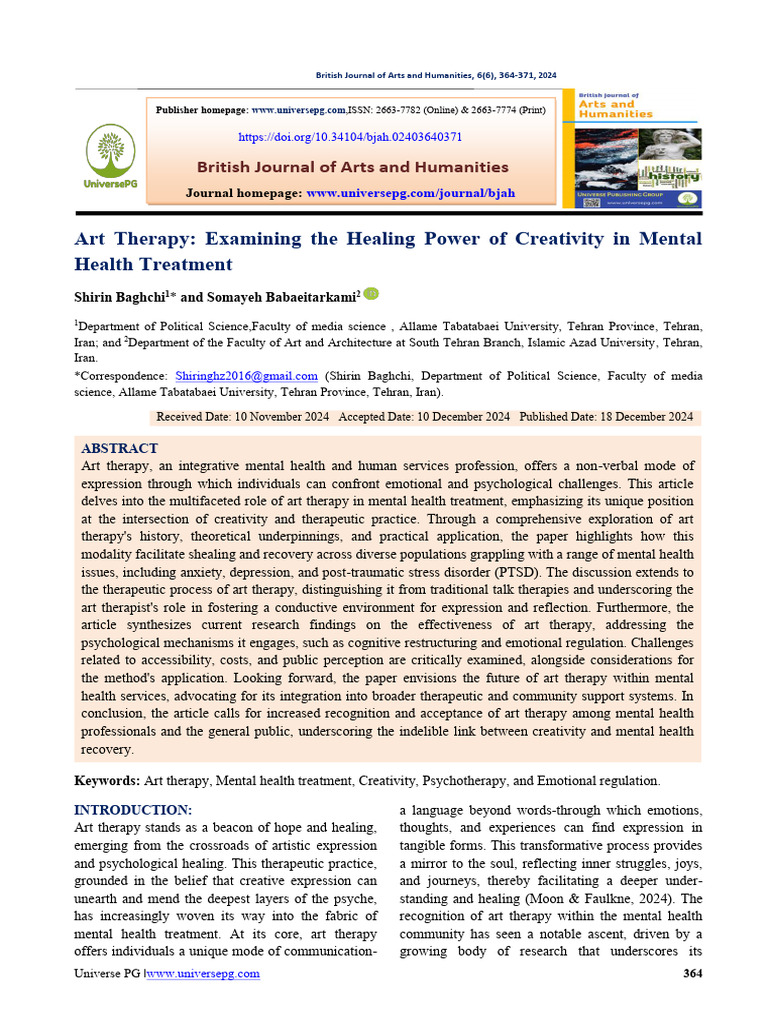 Art Therapy's Role in Mental Health Healing | PDF | Art Therapy ...
