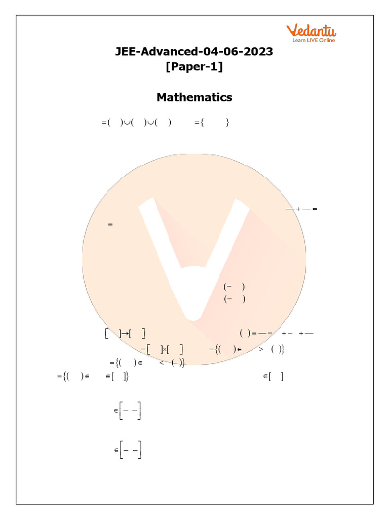JEE Advanced 2023 Maths Question Paper 1 With Solutions | PDF | Tangent ...