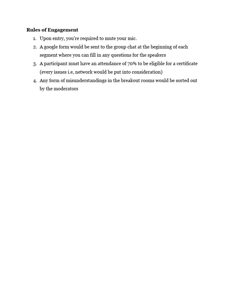 Engagement Rules for Participants | PDF