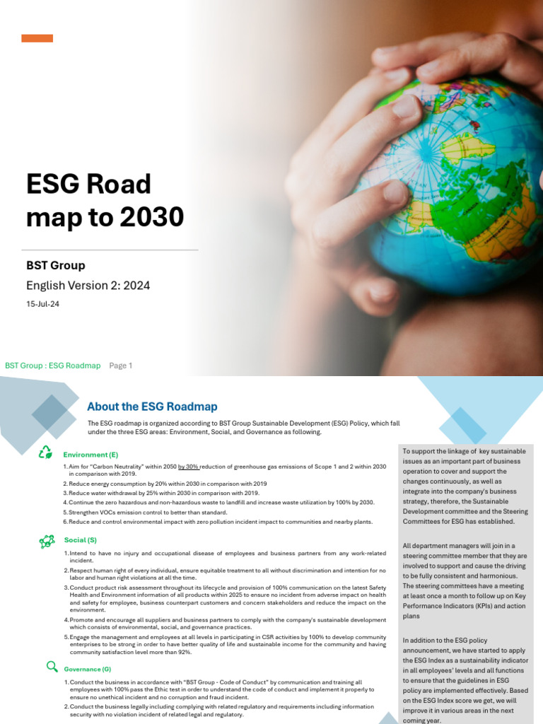 BST Group's 2030 ESG Roadmap Overview | PDF | Economies | Economy And ...