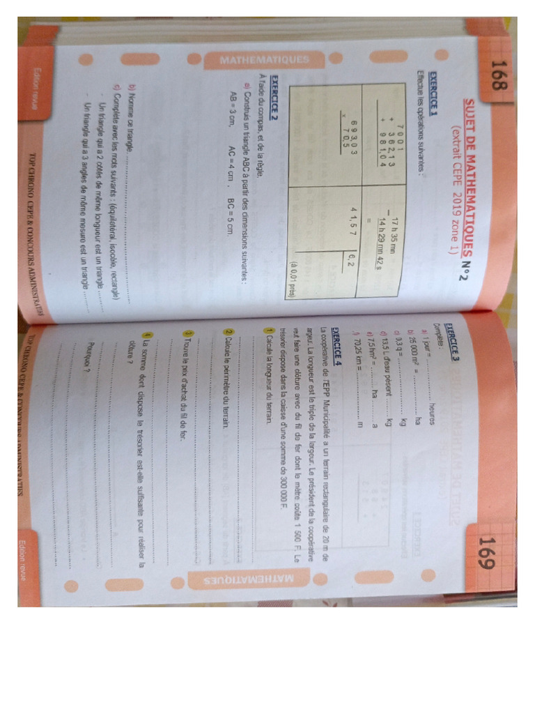 Épreuves Maths CEPE | PDF