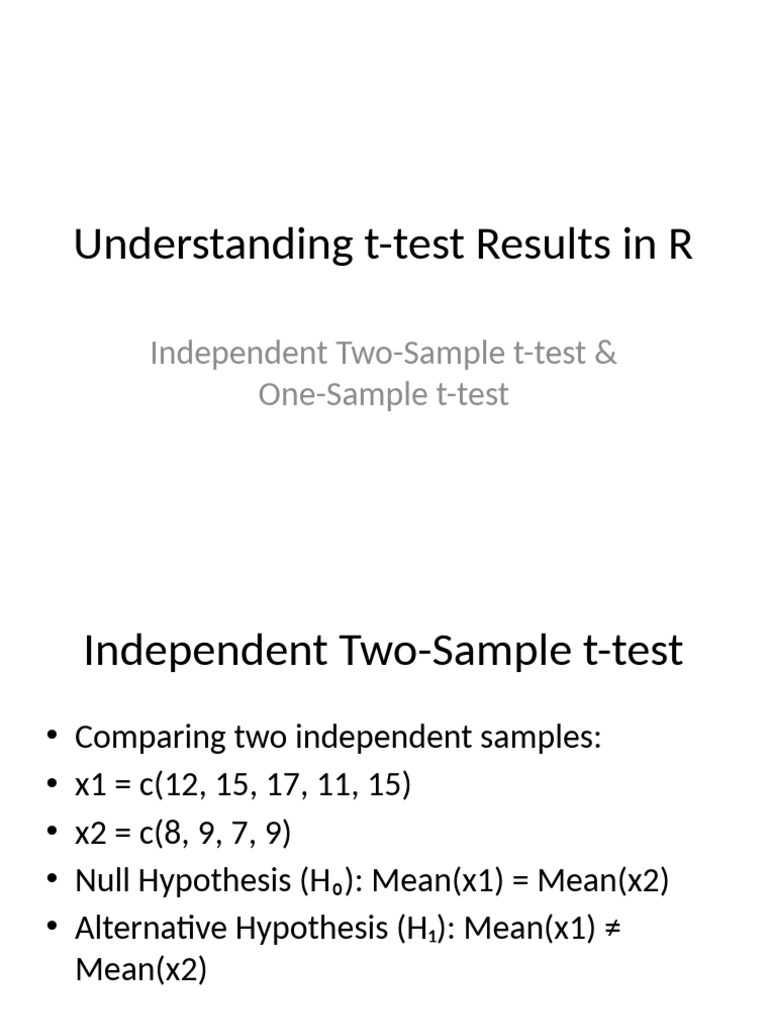 Analyzing t-test Results in R | PDF