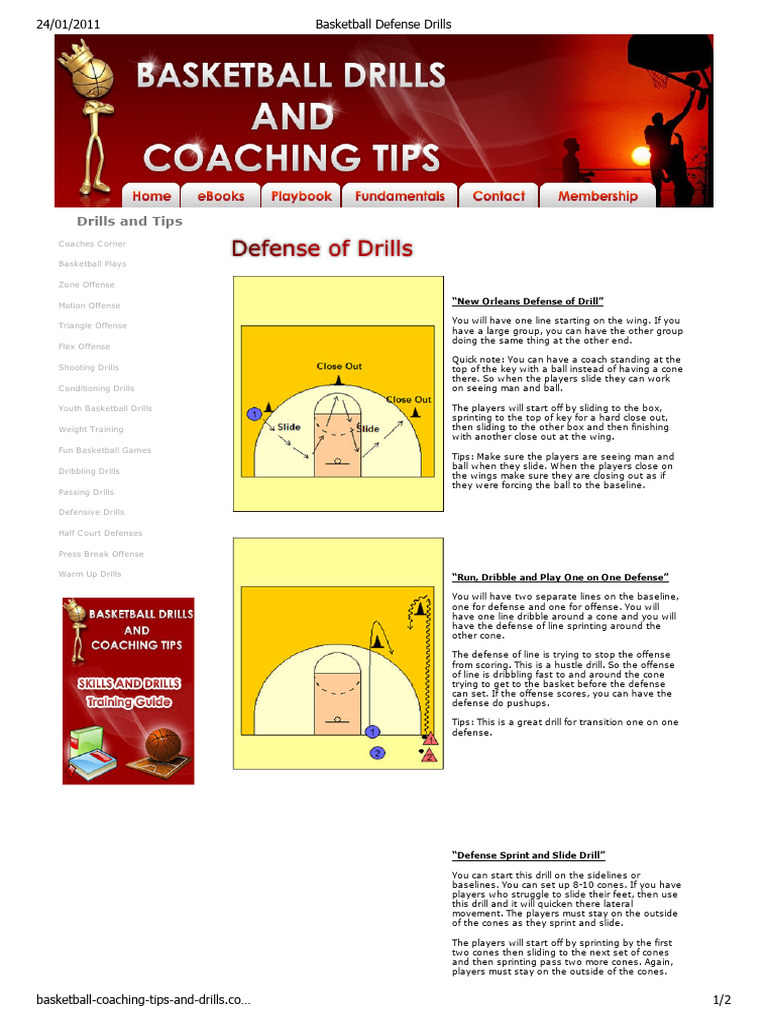 Basketball Defense Drills | PDF | Sports Rules And Regulations ...