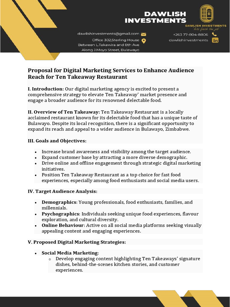 Digital Marketing Proposal for Ten Takeaway | PDF | Digital Marketing ...