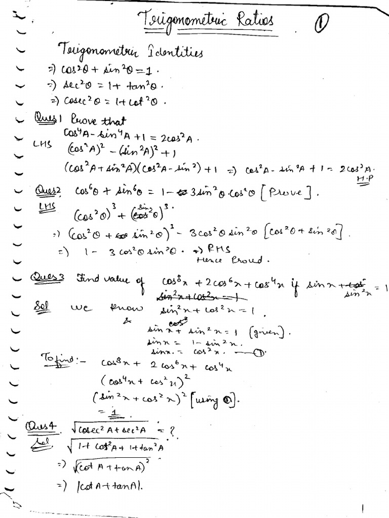 Trigonometric Ratios (1 To 25) | PDF