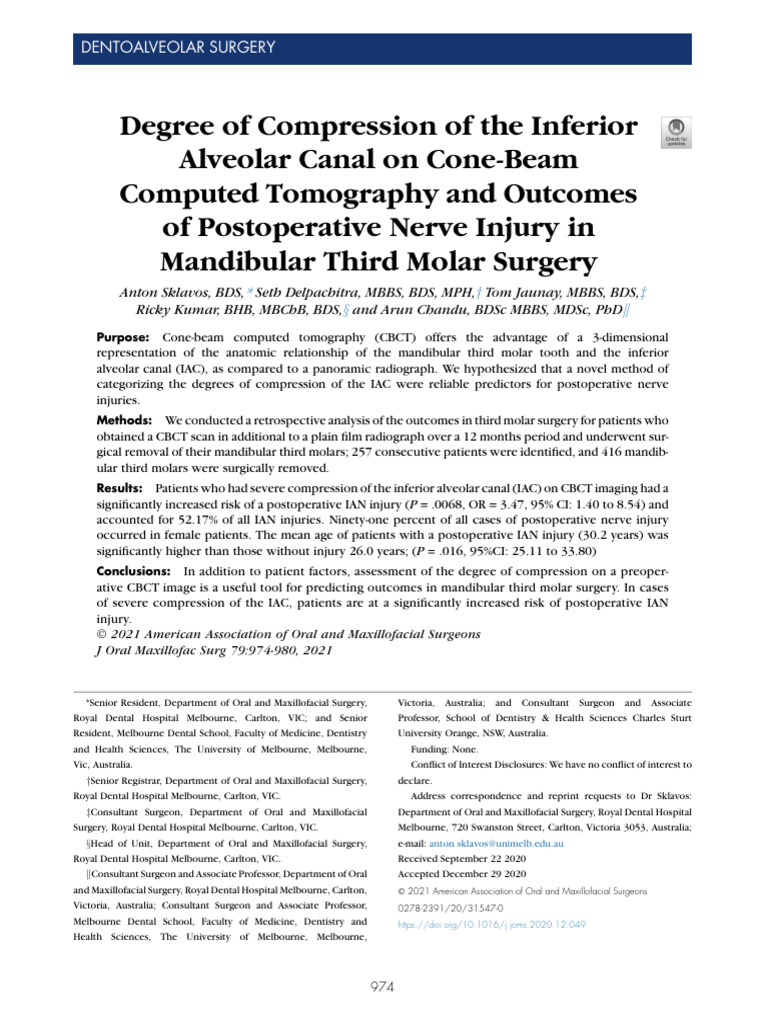 Degree of Compression of The Inferior Alveolar Canal On Cone Beam ...