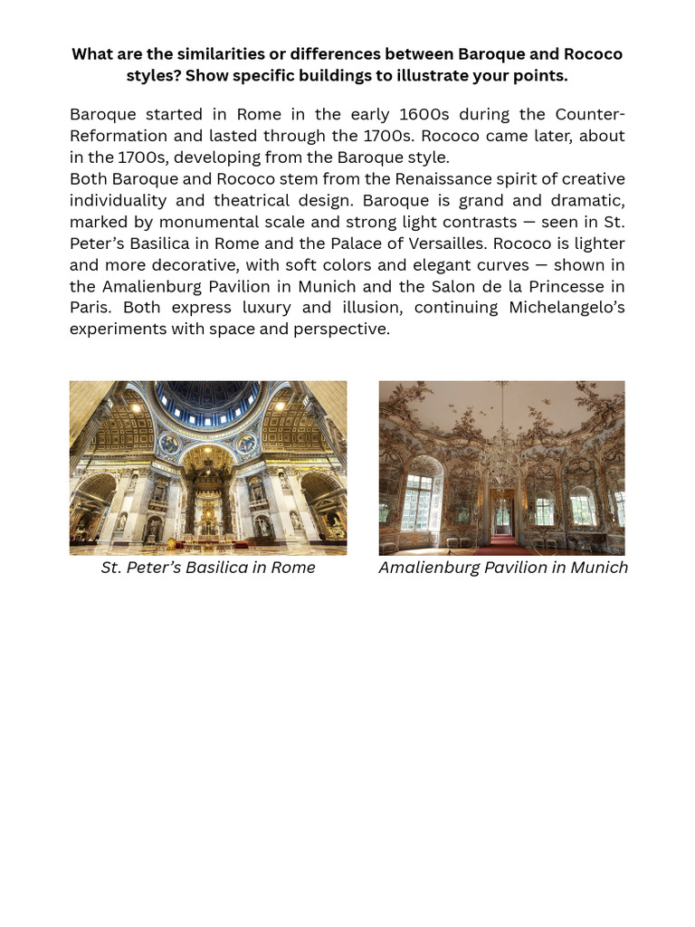 Baroque vs. Rococo: Key Differences Explained | PDF