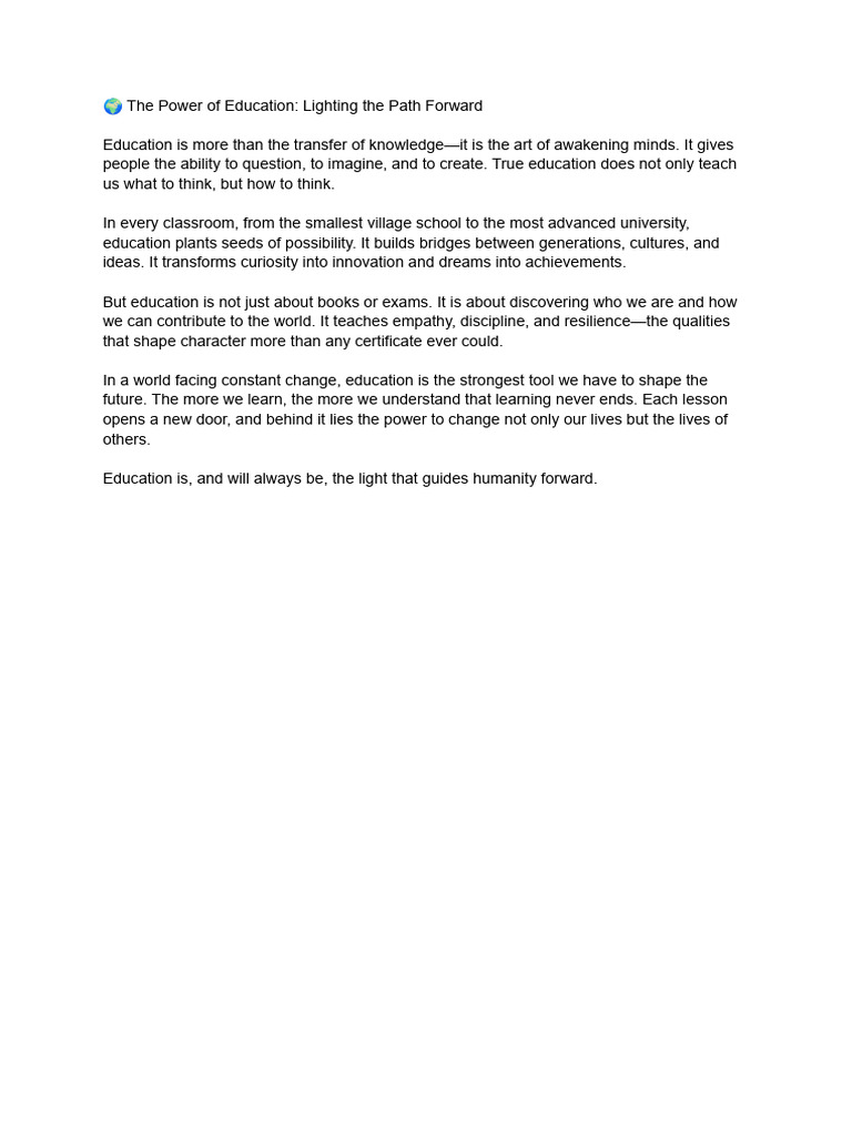 The Power of Education | PDF