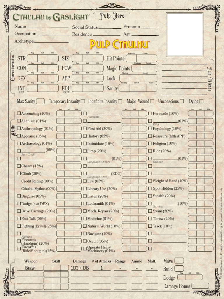 CoC Gaslight Pulp PC Sheets COLOR Form Fillable | PDF