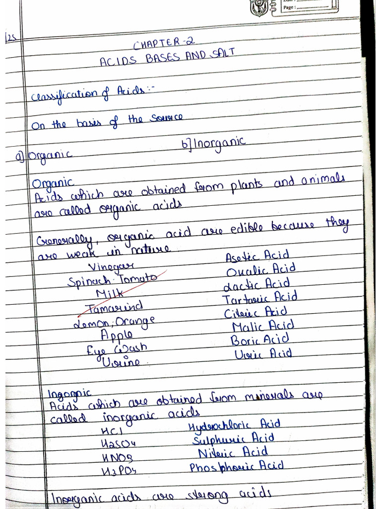 Class 10 Handwritten Notes SCIENCE (Chemistry) | PDF