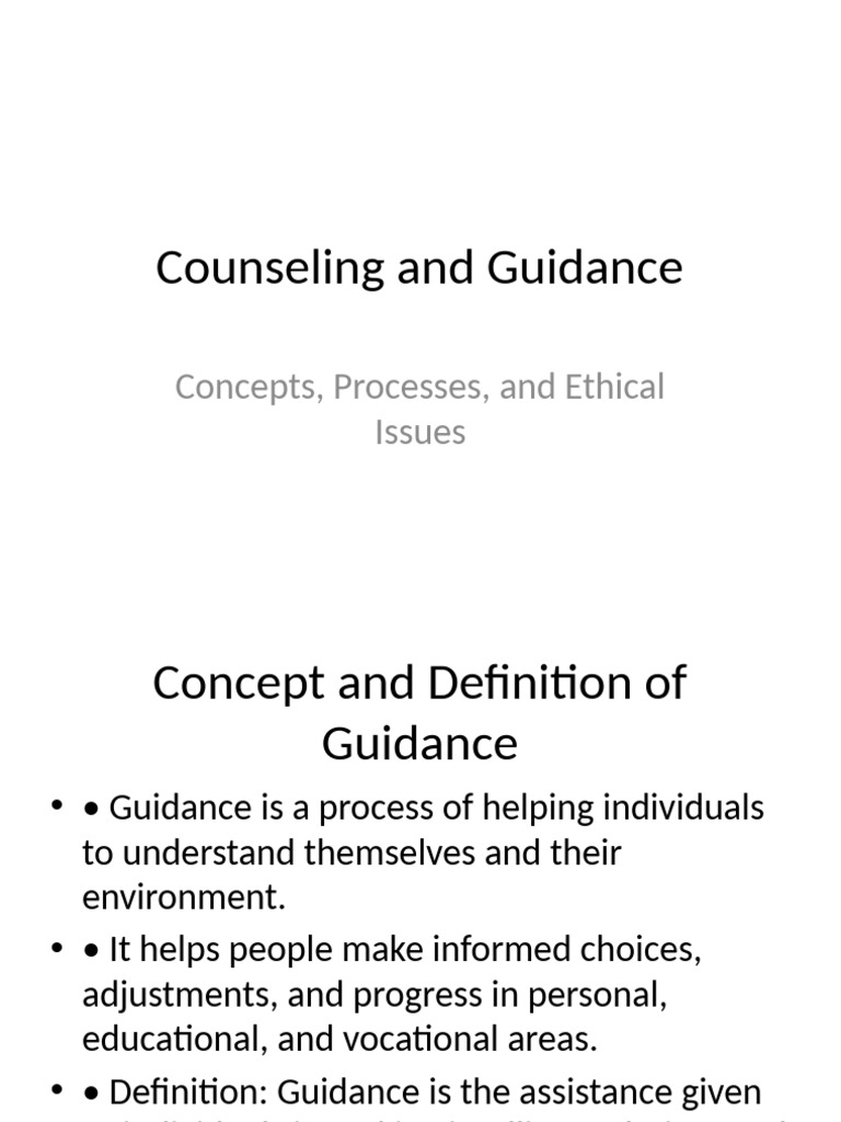 Guidance and Counseling Overview | PDF | Counseling Psychology ...