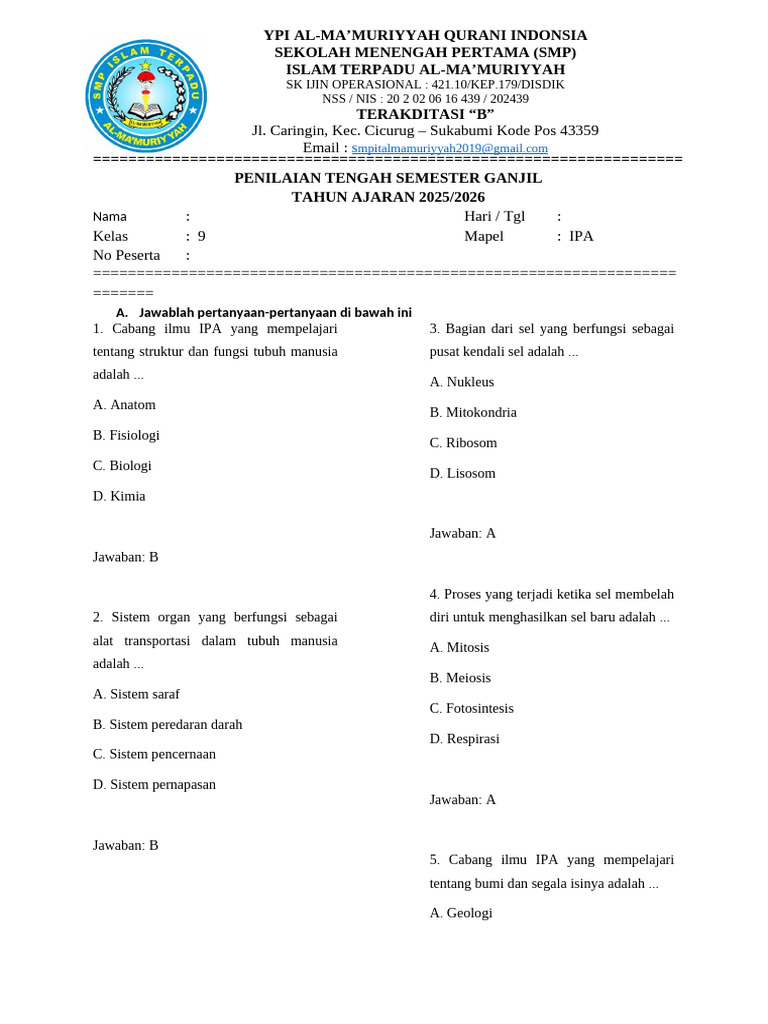 Contoh format pts | PDF