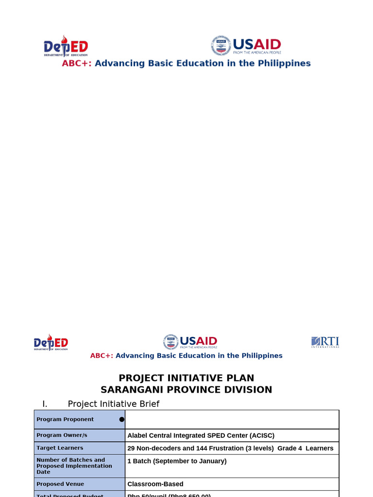Project Initiative Plan Final 4 | PDF | Literacy | Reading Comprehension