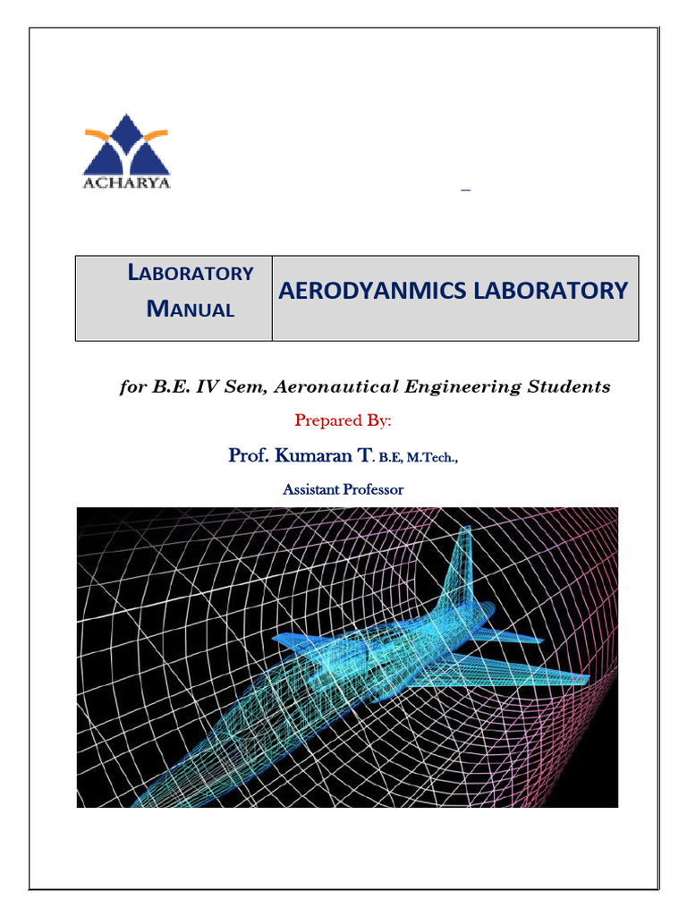 Aerodynamics Laboratory Manual for B.E. Students | PDF | Airfoil | Pressure