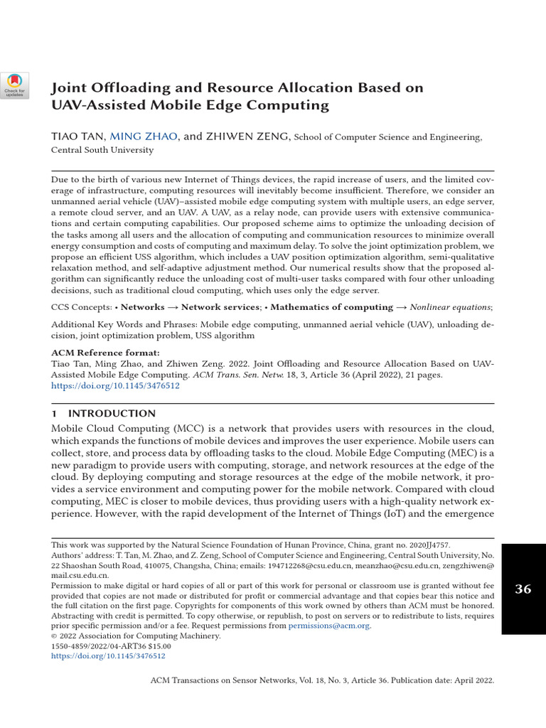B) Joint Offloading and Resource Allocation Based On UAV-Assisted ...