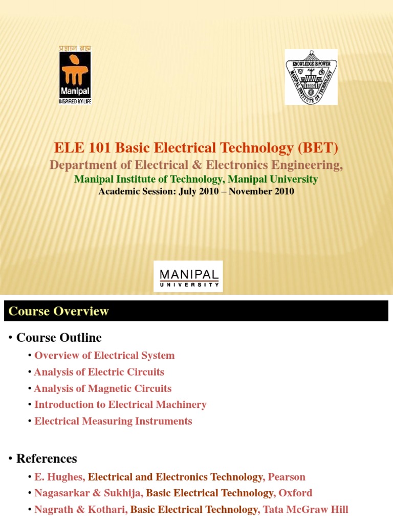 ELE 101 Basic Electrical Technology (BET) : Department of Electrical ...