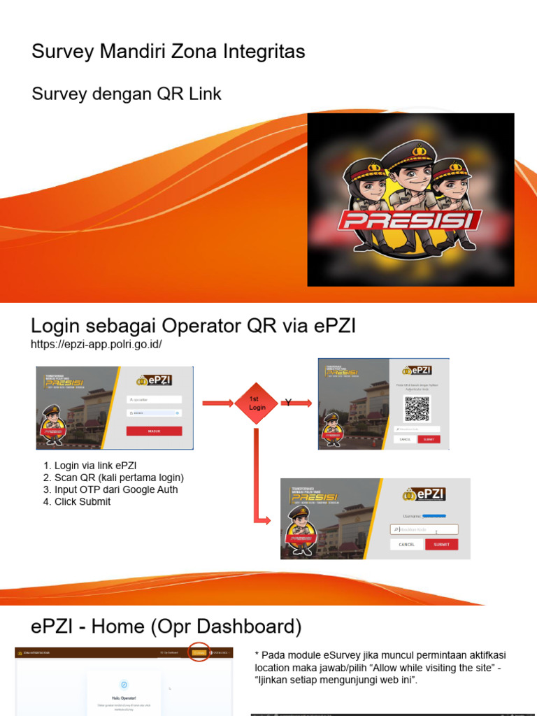 Panduan Login dan Survey ePZI | PDF