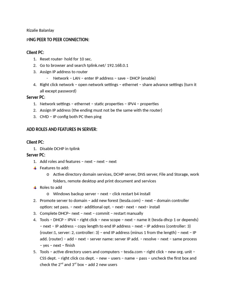 Peer To Peer Steps | PDF | Group Policy | Ip Address