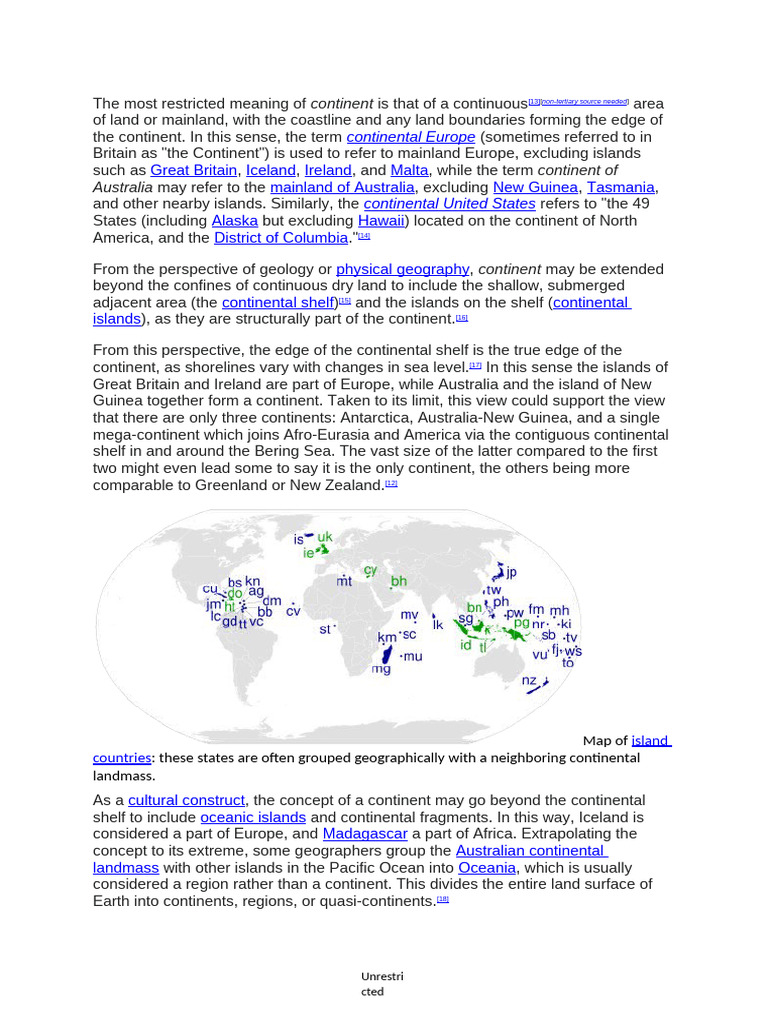 Understanding Continents and Their Definitions | PDF | Continent ...