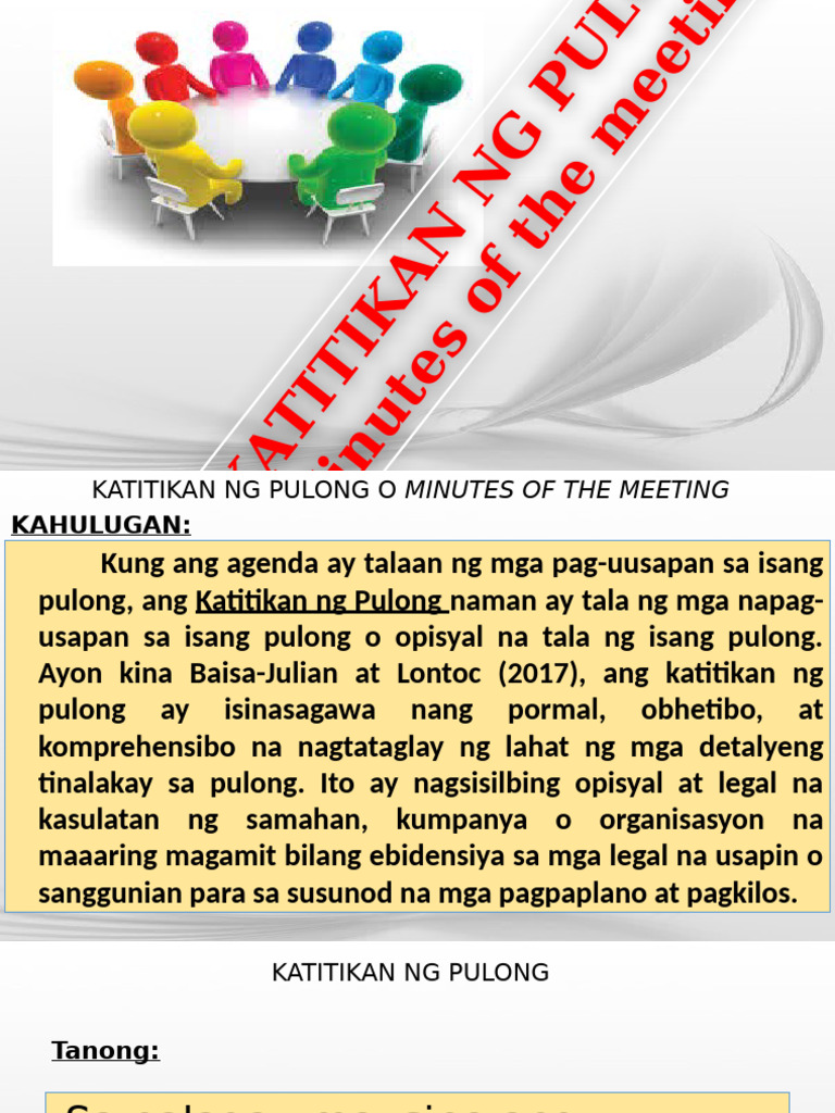 Q2 Lesson 3 PAGSULAT Ang Katitikan NG Pulong o Minutes of The Meeting | PDF